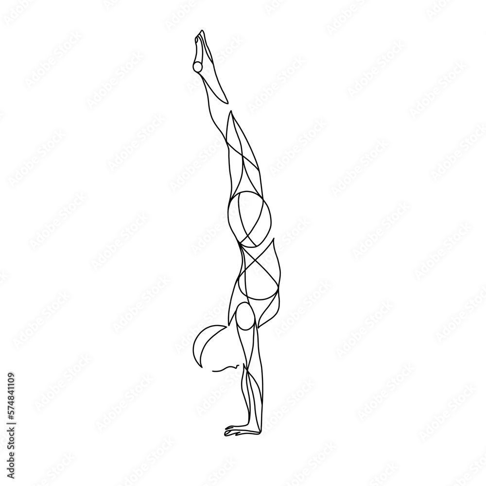 Poster Yoga pose line drawing, asana, handstand – Wall Art | UkPosters
