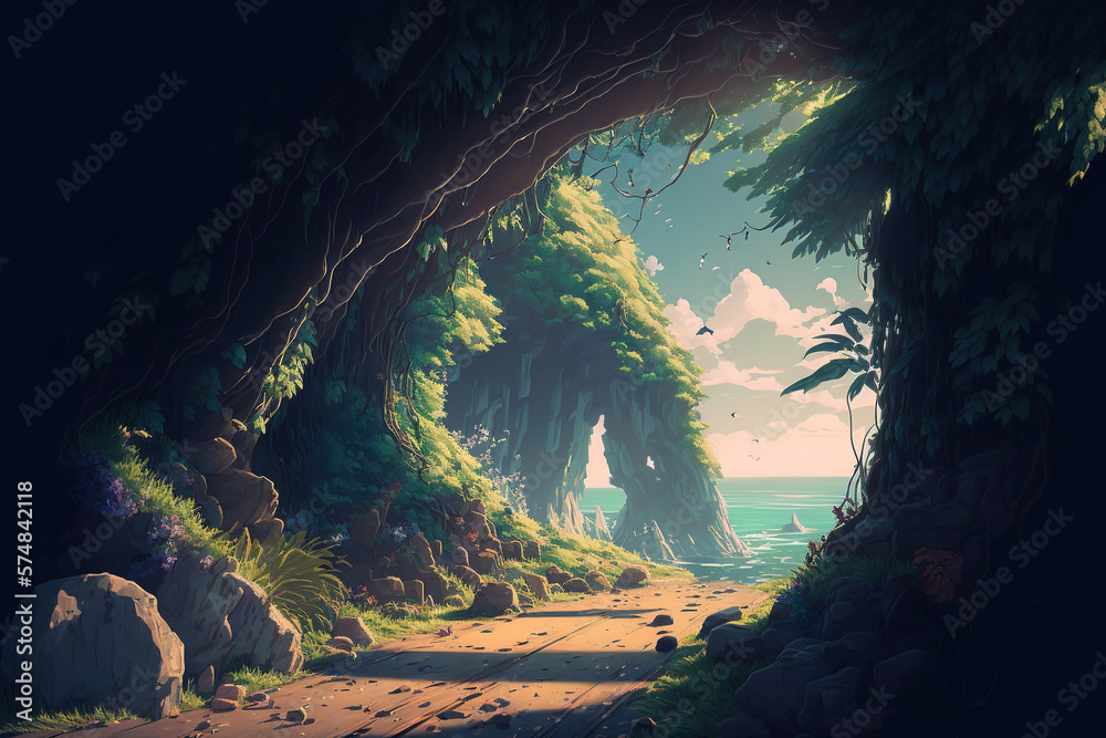 Environment Background in Anime Style, Cartoon Cover. Generative AI ...
