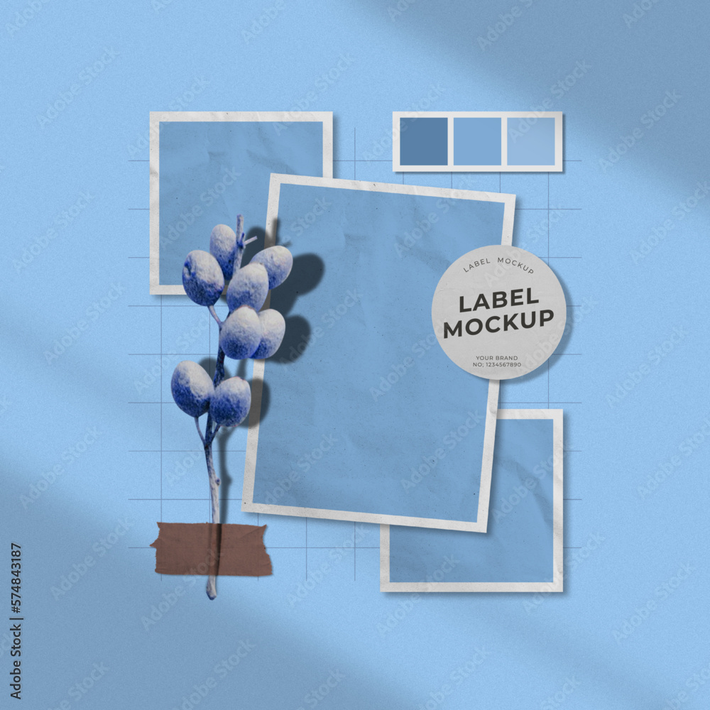 Realistic and Simple Photo frame Set Moodboard Mockup. Square Mood ...