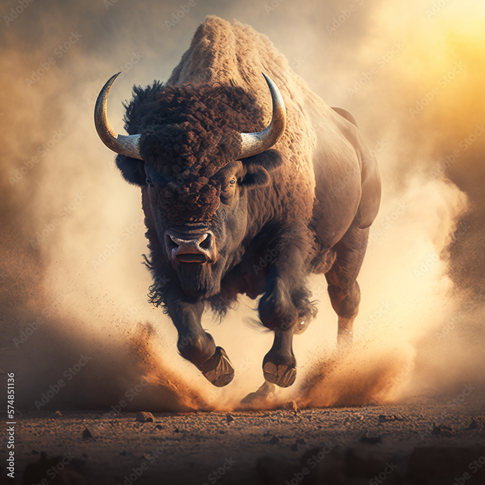 buffalo running Stock イラスト | Adobe Stock