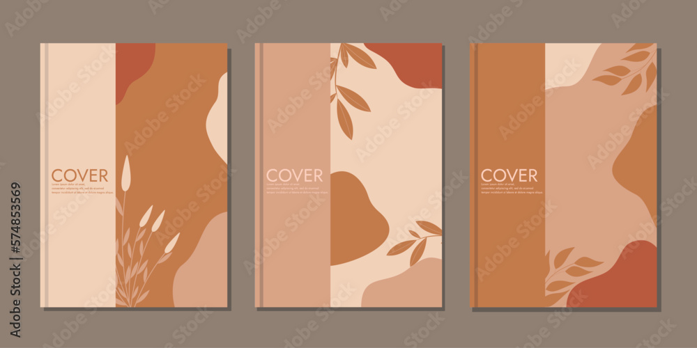 set of book cover designs with hand drawn floral decorations. aesthetic ...