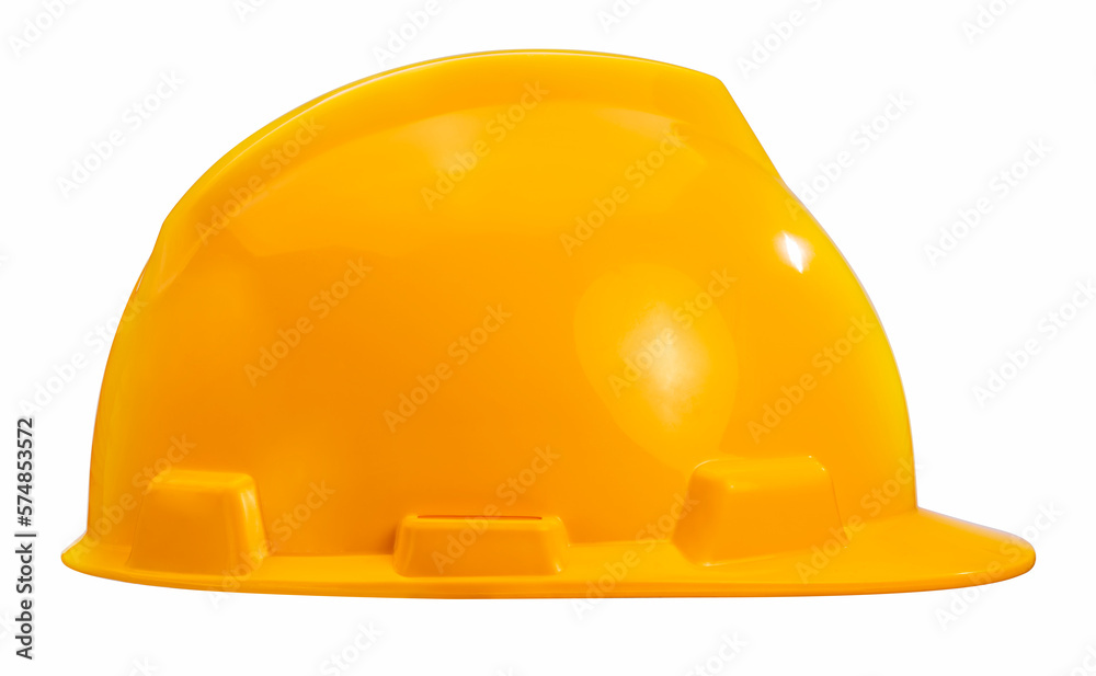 Yellow safety helmet or hard cap isolated on white background ...