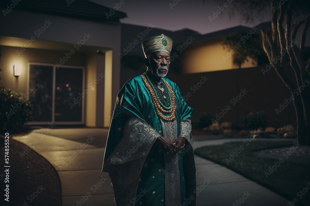 Generative AI. African king wearing royal robes Stock Illustration ...
