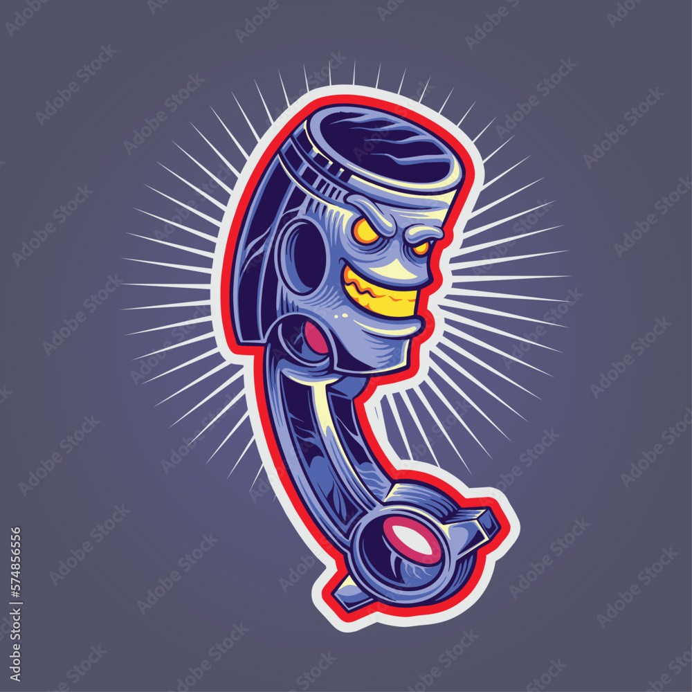 Angry engine hot piston rod logo cartoon illustrations vector for your ...