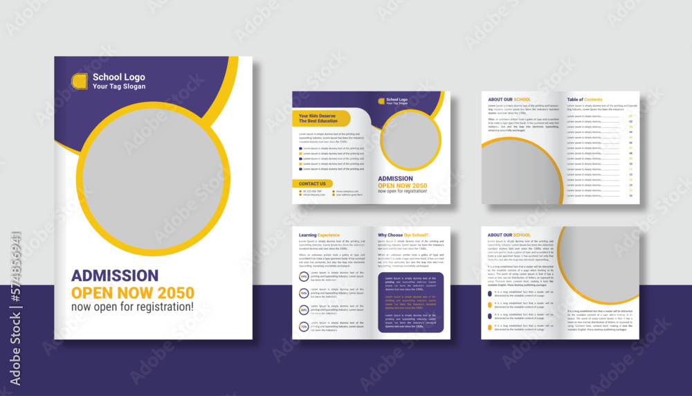 school admission bi fold brochure template, school bifold brochure ...