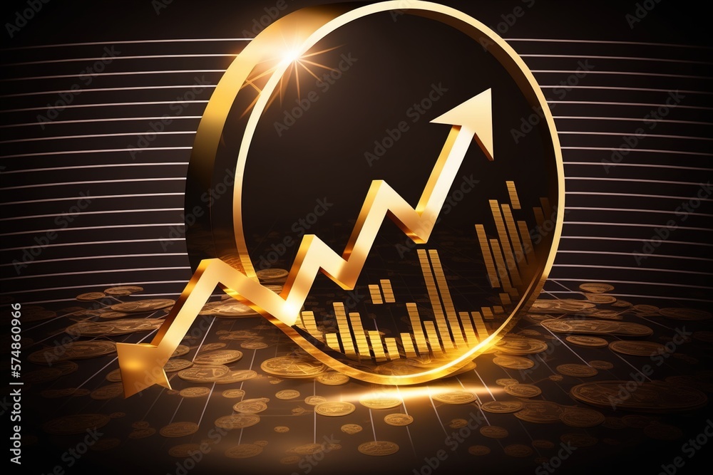 3d Graph showing rise in profits with arrow. Growing graph Business ...