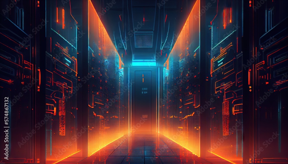 Abstract data center, Ai, machine learning, server, internet, speed ...