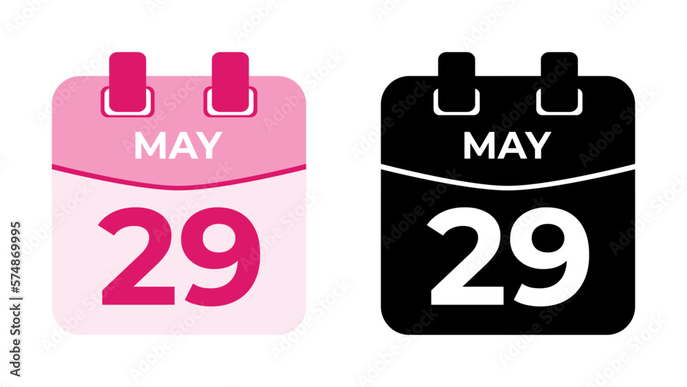 May 29 flat daily spiral calendar icon date vector image in matching ...