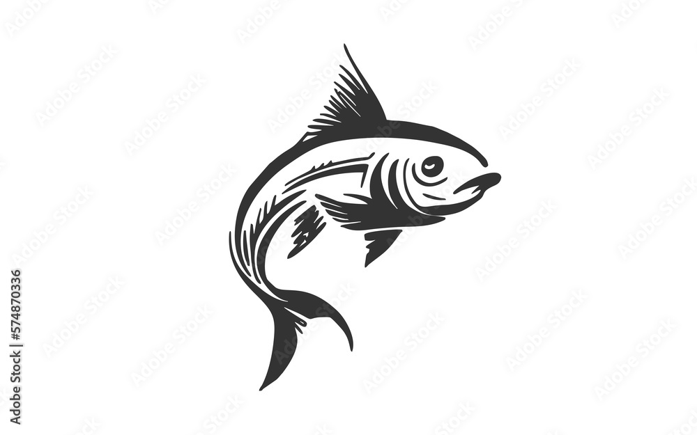 FISH logo mascot with isolated illustration for identity template Stock ...