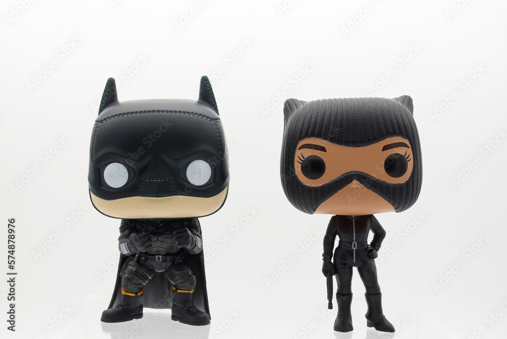 Bologna - Italy - February 14, 2023: The Batman and Catwoman action ...
