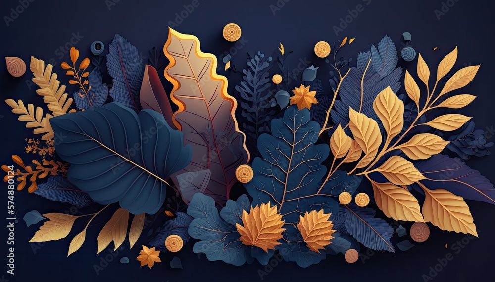 Beautiful Designer Seasonal Background with Navy blue Color Hue Autumn ...