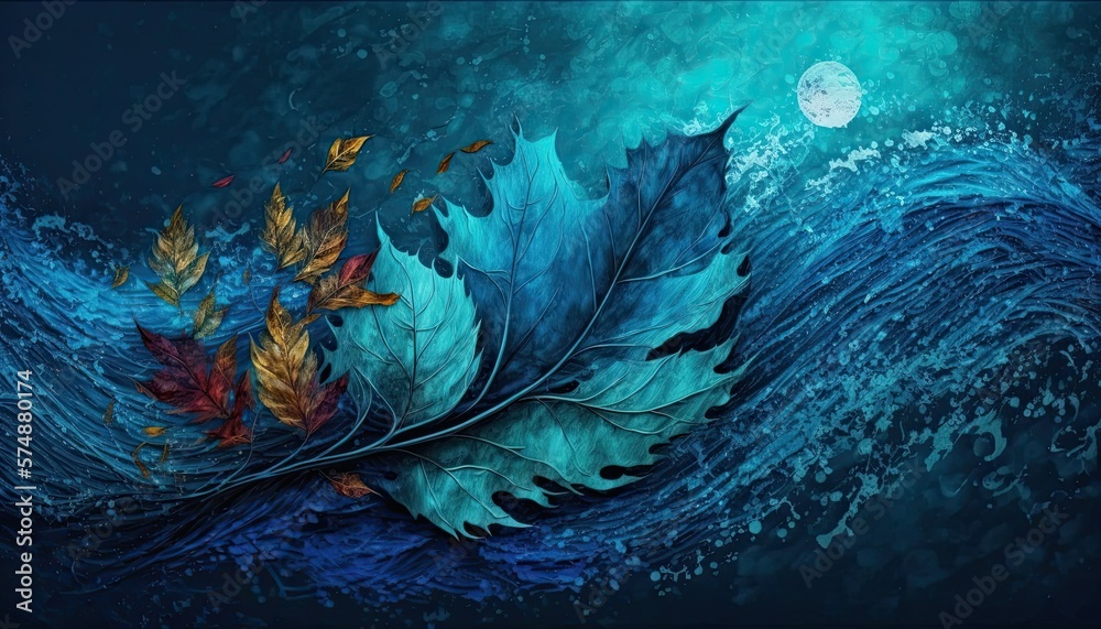 Beautiful Designer Seasonal Background with Ocean Blue Color Hue Autumn ...