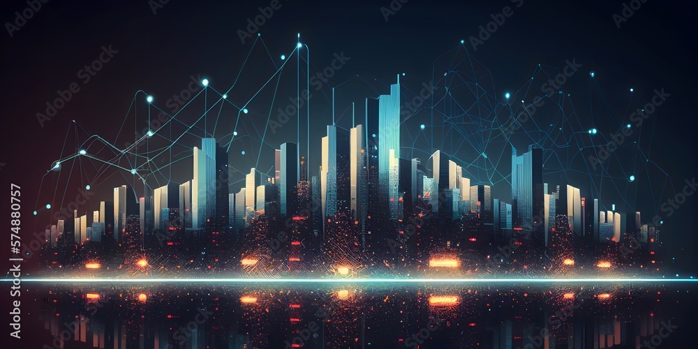 Smart city and big data connection technology concept,Created using ...