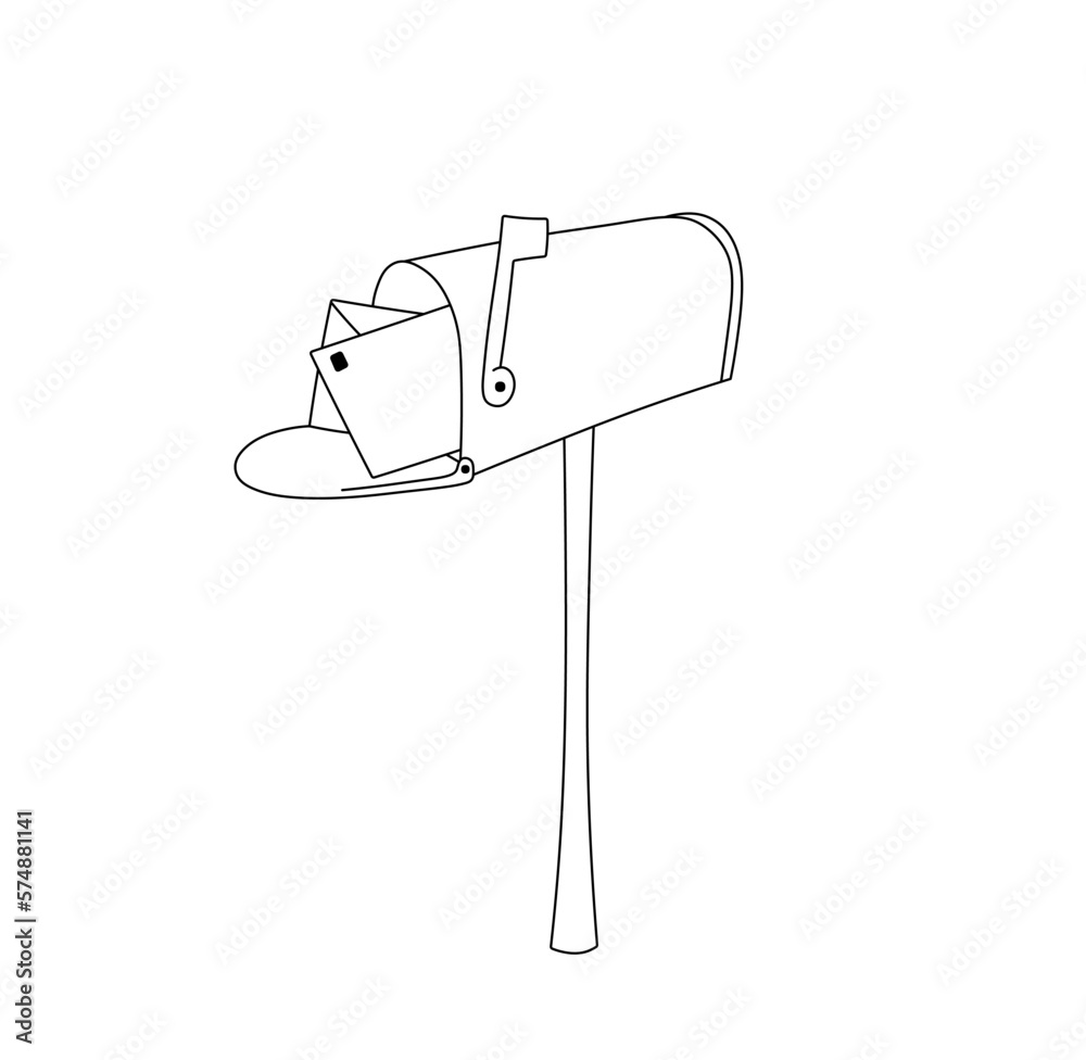 Vector isolated one single open mailbox on a post with letters inside ...