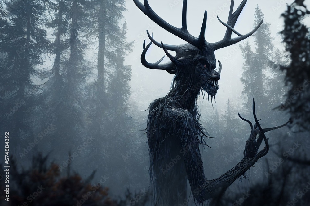 A horrifying monster with pale skin, long claws, sharp teeth, and an ...