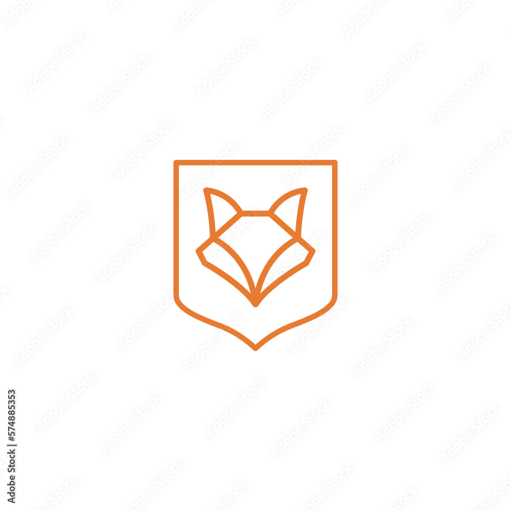 Luxury head fox line shield logo for icon, web, apps, symbol, logo ...
