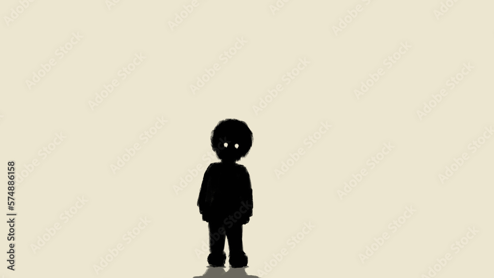 Silhouette of a child standing. Digital art style. illustration ...