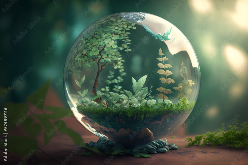 World environment and earth day concept with glass globe and eco ...
