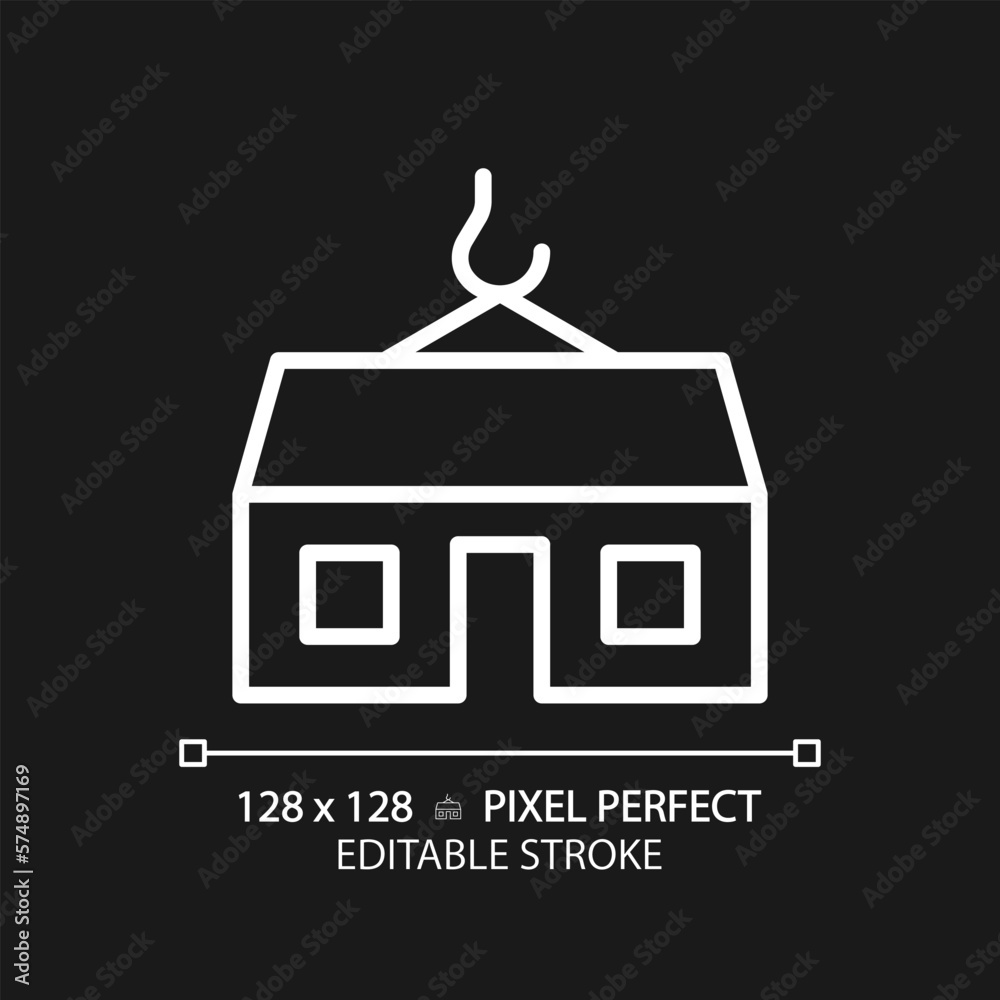 Modular home pixel perfect white linear icon for dark theme ...