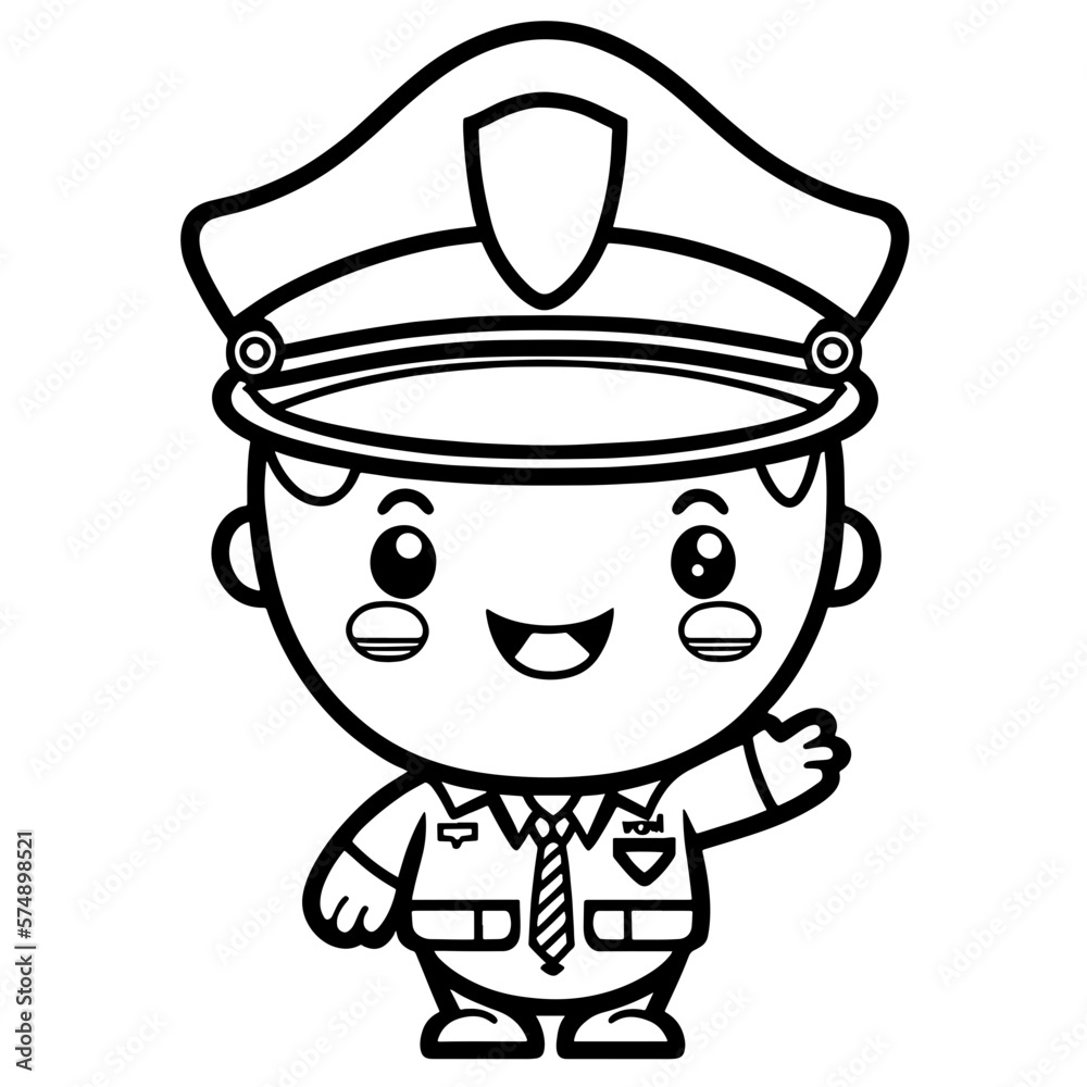 cute cartoon Cheerful Police Officer svg vector graphic Stock Vector ...