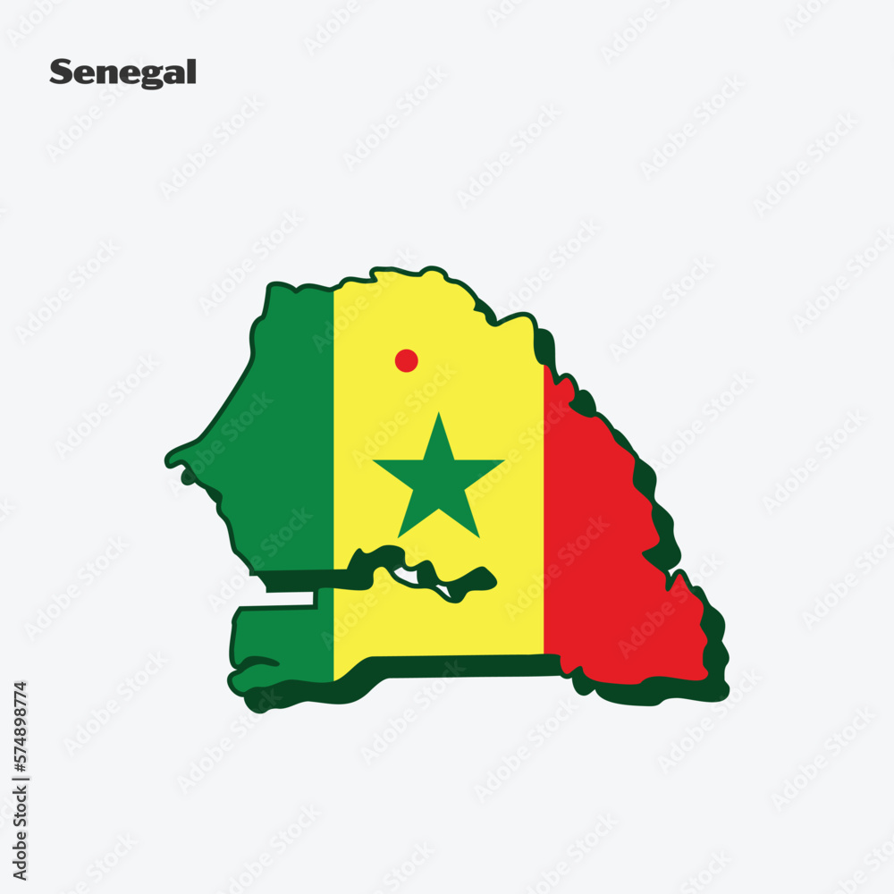 Senegal Nation Flag Map Infographic Stock Vector | Adobe Stock