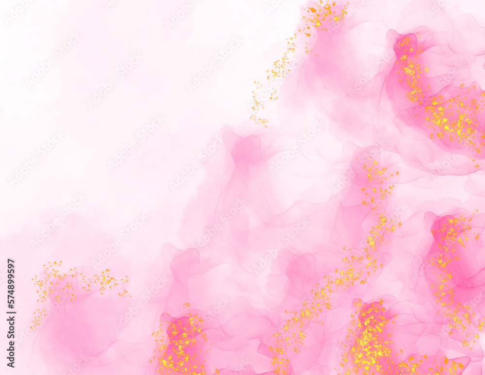 pink watercolor backgrounds with golden glitter Stock Illustration ...