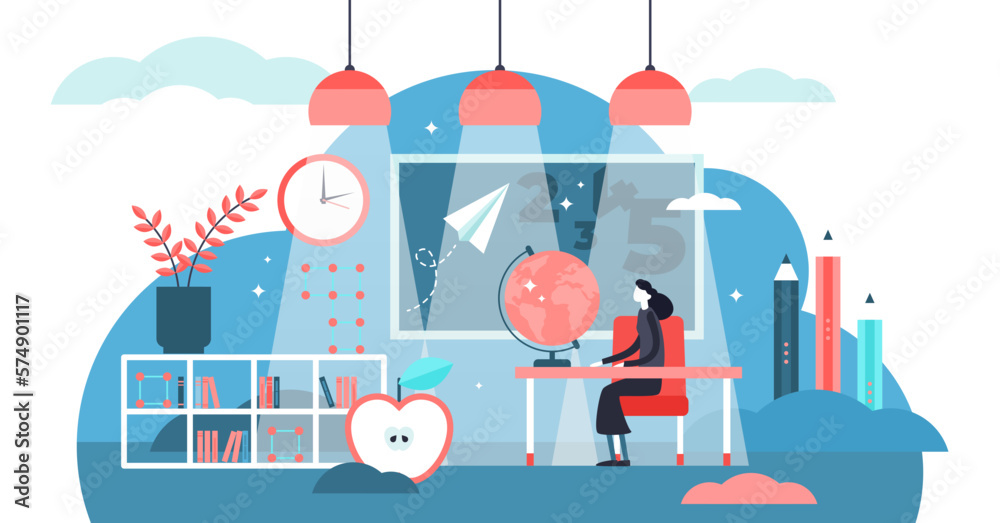 School class illustration, transparent background.Flat tiny pupil ...