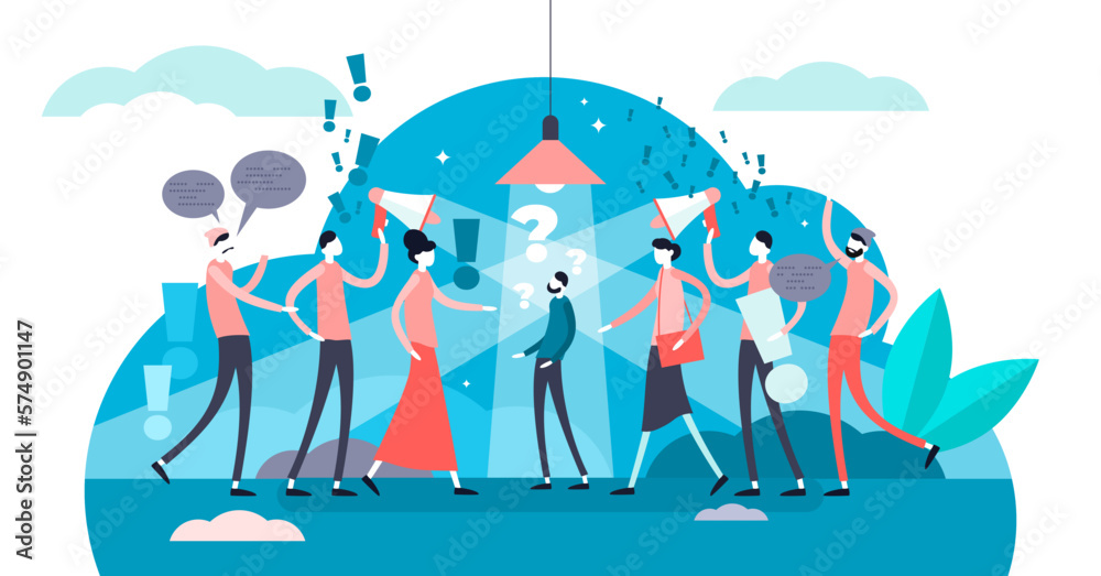 Social pressure illustration, transparent background. Society attack in ...