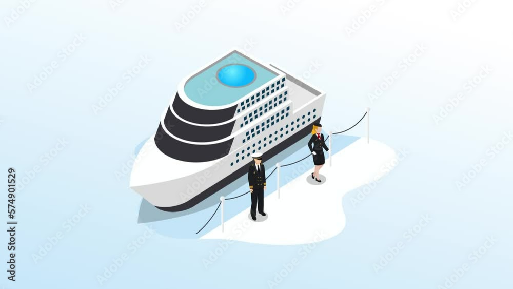 Cruise ship captain and crew 3d animation in 4K UHD 3840x2160 Stock ビデオ ...
