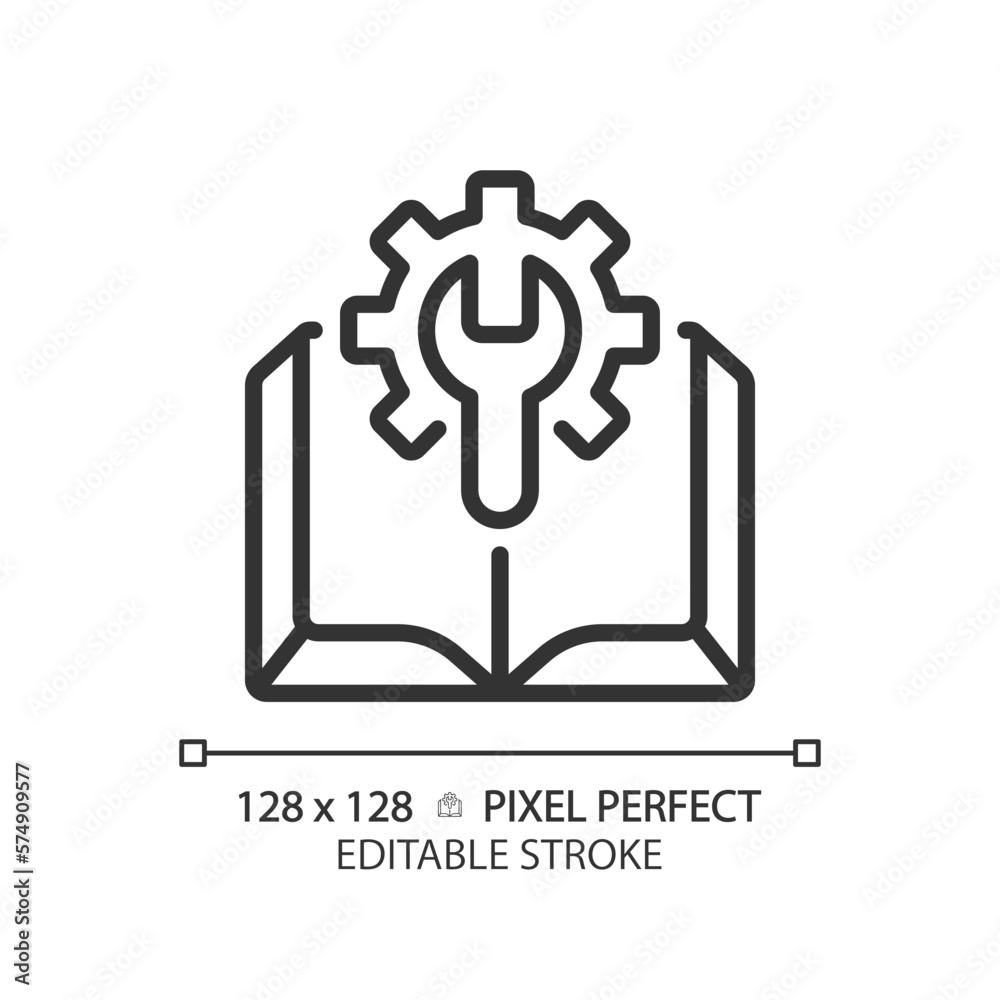 Manual pixel perfect linear icon. Technical instructions. Read ...