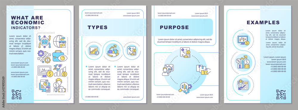 What are economic indicators blue gradient brochure template. Leaflet ...