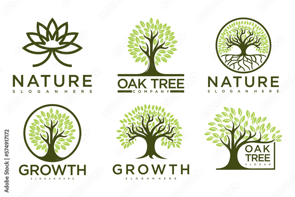 Tree logo icon set design. Garden plant natural symbols template.Vector ...