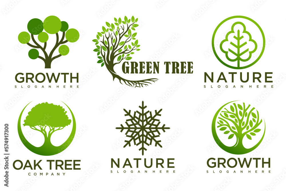 Tree logo icon set design. Garden plant natural symbols template.Vector ...