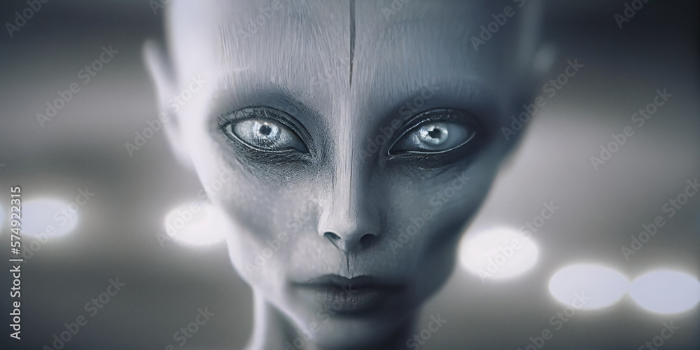 Beautiful female alien face close-up. Created with Generative AI. Stock ...