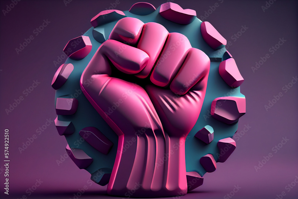 Clenched fist as a symbol of feminist struggle. International Day for ...