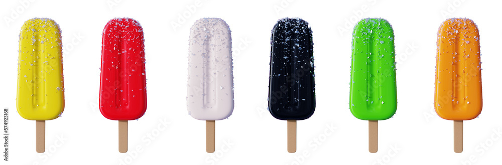 Popsicles colorful ice creams set, collection isolated on transparent ...