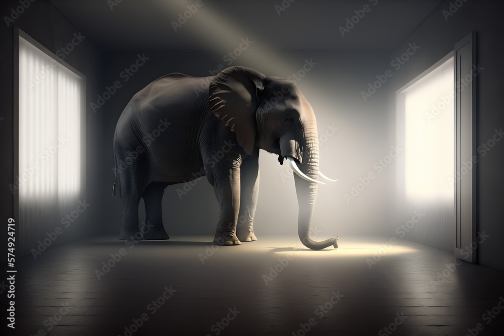 Elephant in the room, Generative AI Stock Illustration | Adobe Stock