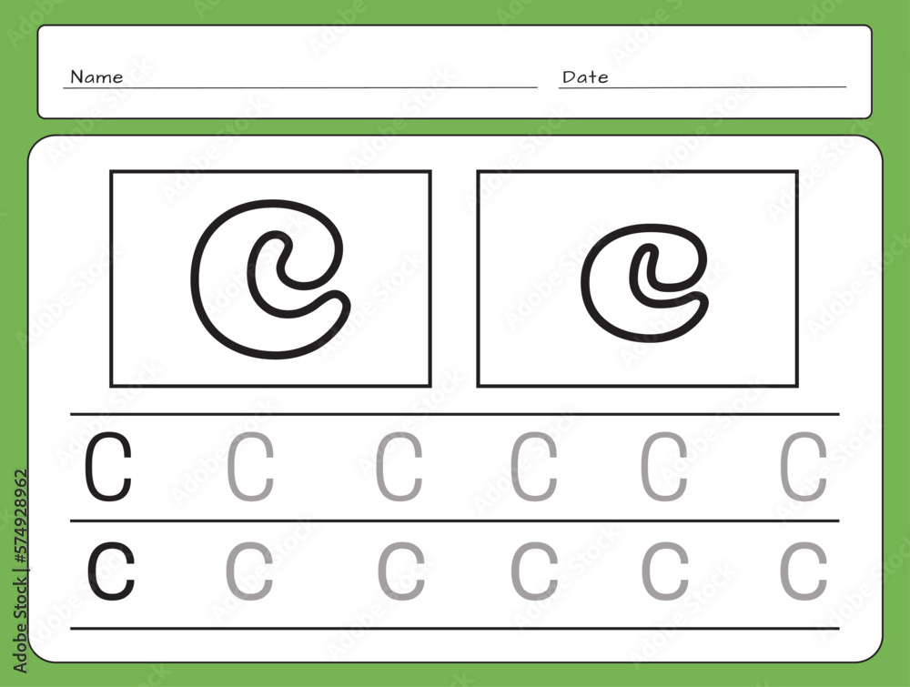 Letter Writing Guide. Tracing letters. Uppercase and lowercase letter C ...