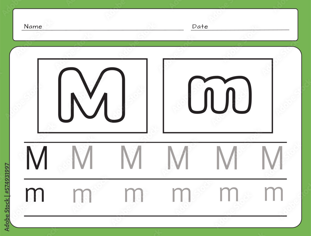 Letter Writing Guide. Tracing letters. Uppercase and lowercase letter M ...