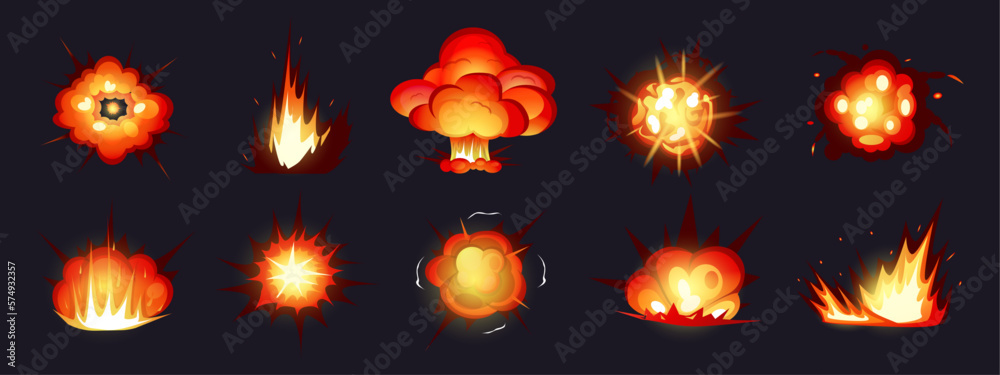 Bomb explosion. Fire bang. Detonation effect. Dynamite detonator. Boom ...