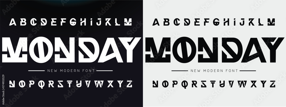 MONDAY Modern Bold Font. Regular Italic Number Typography urban style ...