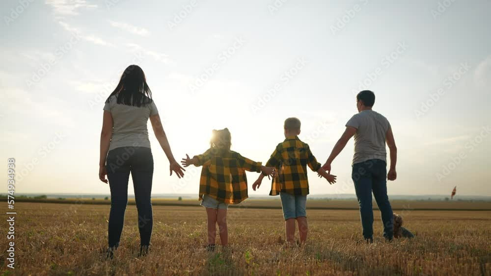 teamwork. teamwork family a holding hands together silhouette at unity ...
