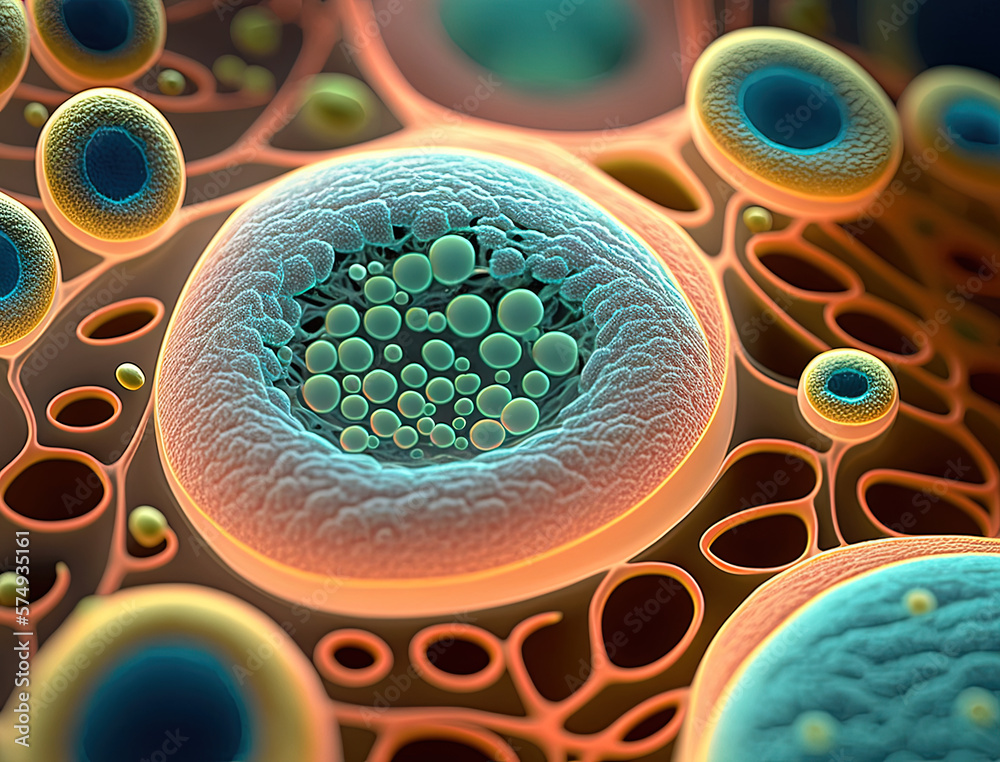 Human Cell Close Up, Generative AI, Generative, AI Stock Illustration ...