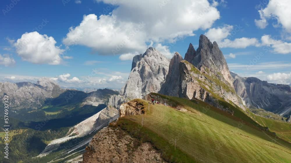 Aerial View Of Seceda Mountain (Alpe di Seceda) In Puez Odle Nature ...