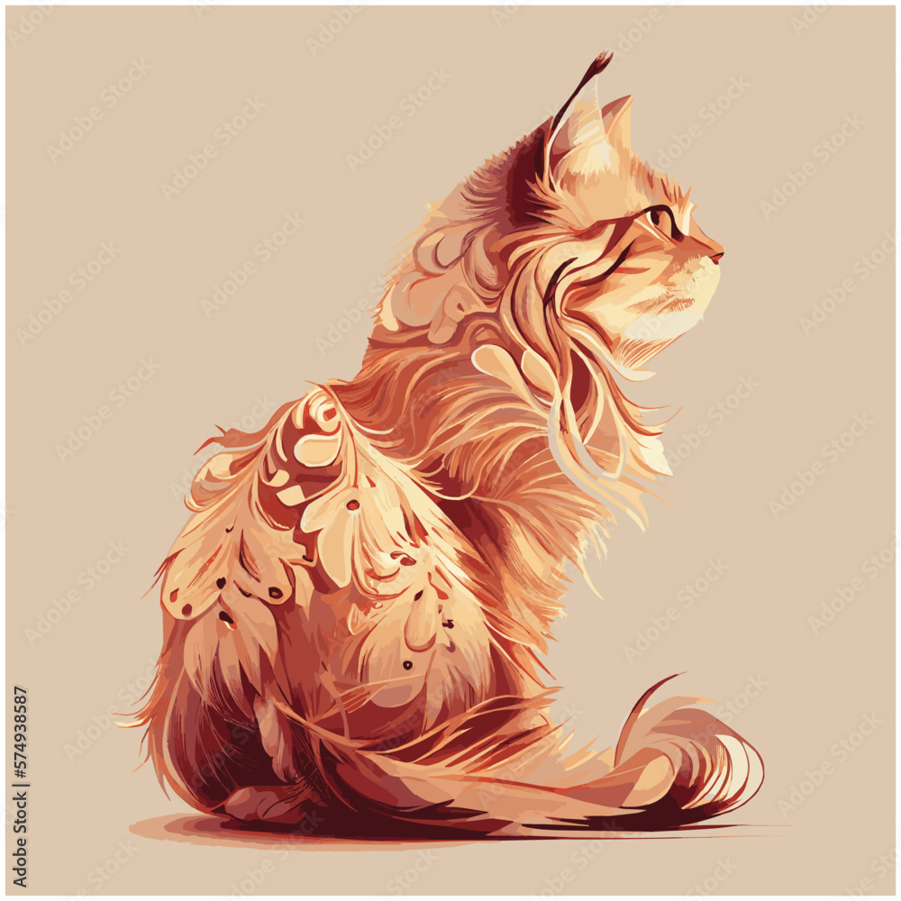 furry cat vector illustration Stock Vector | Adobe Stock