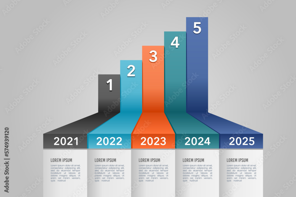 Infographic presentation 5 years of data company. Infographic 5 options ...