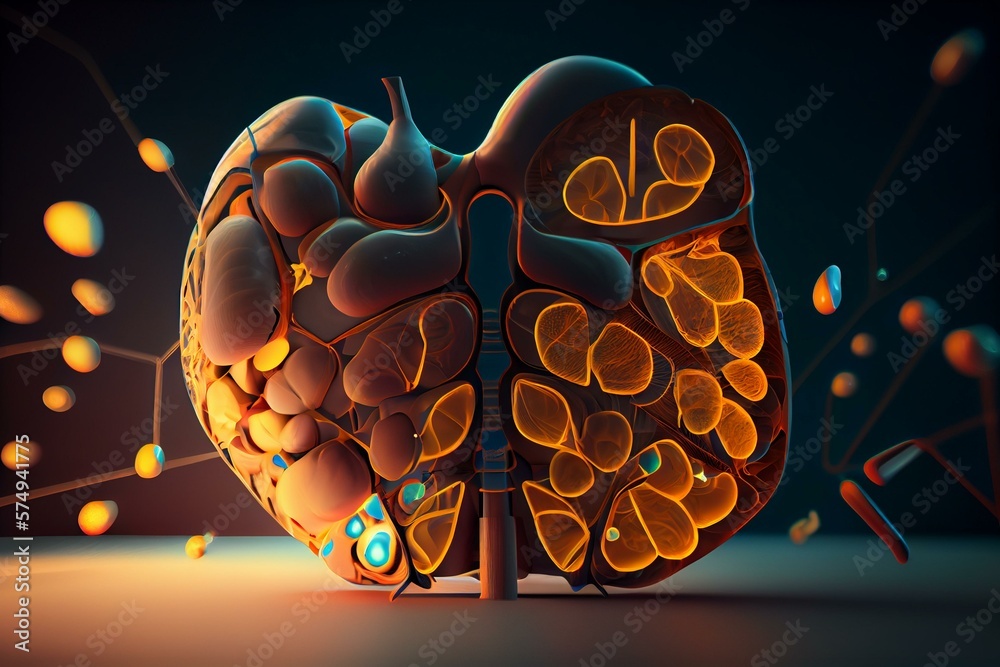 anatomic liver, geometric style, human liver, AI Generated Stock ...