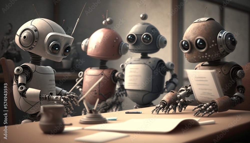 robots study in classroom ai generated Stock Illustration | Adobe Stock
