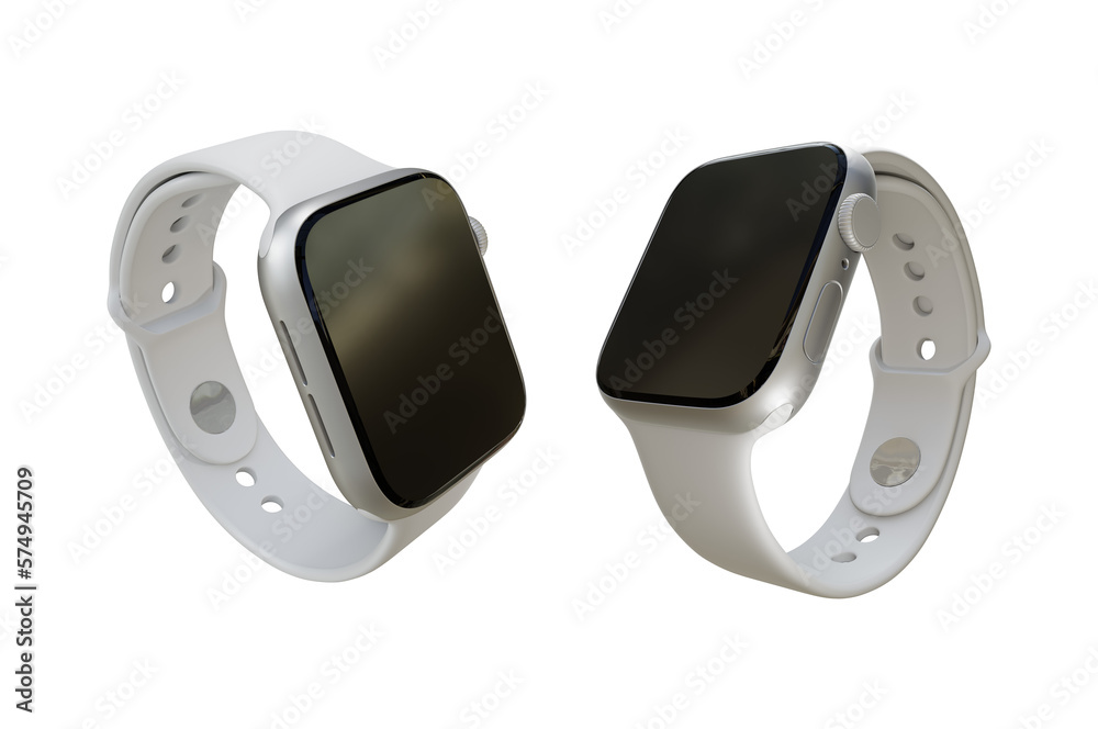 3d rendering white smart watch perspective view Stock Illustration ...