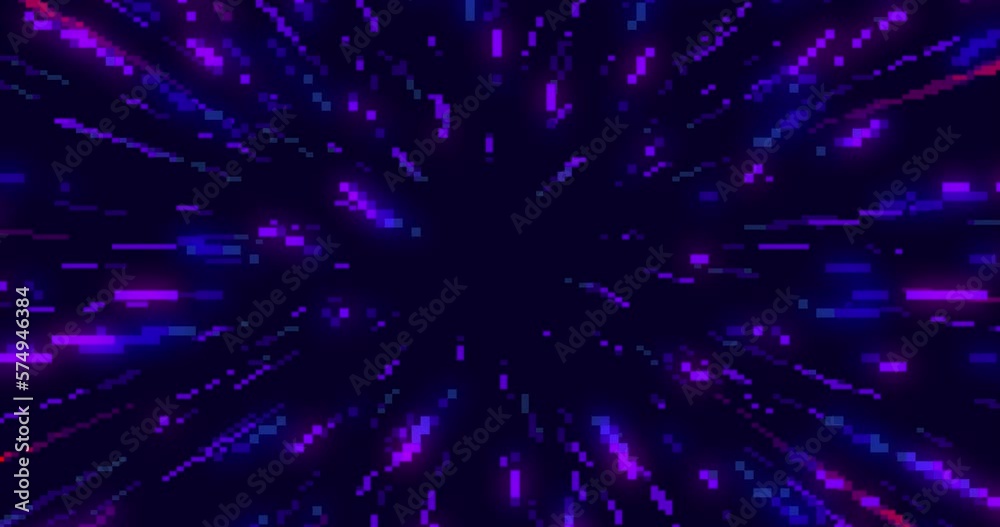Cosmic background. Pixel art hyper jump, speed of light, fireworks ...